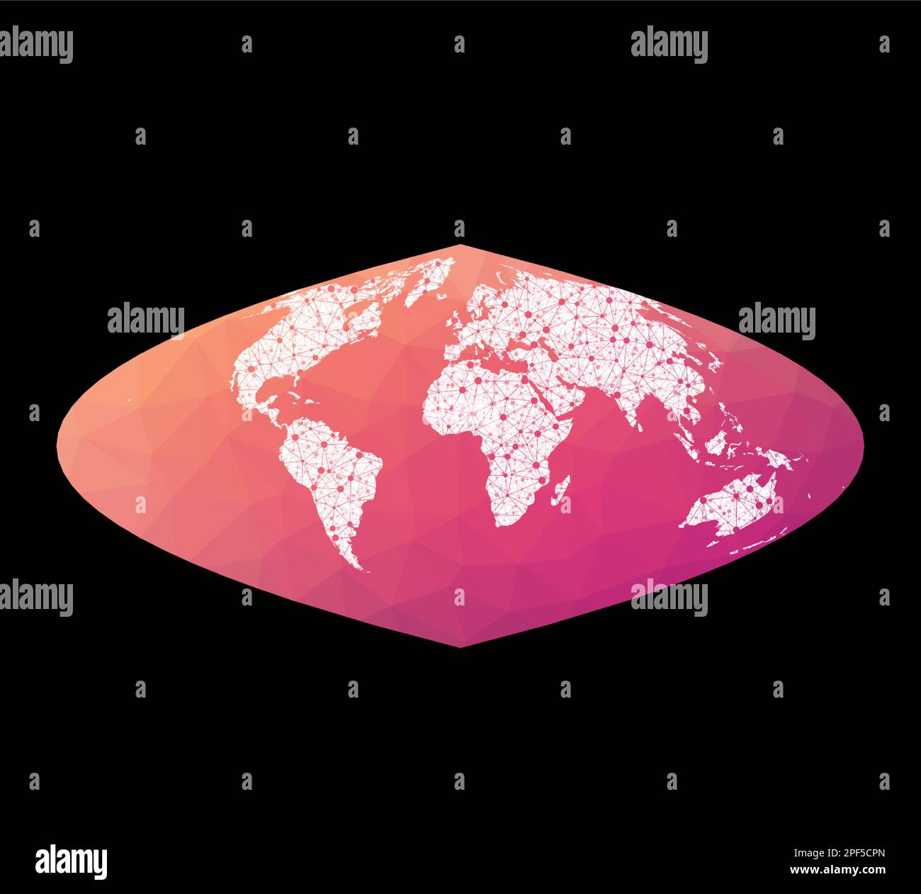 World network map. Caster parabolic projection. Wired globe in Caster ...