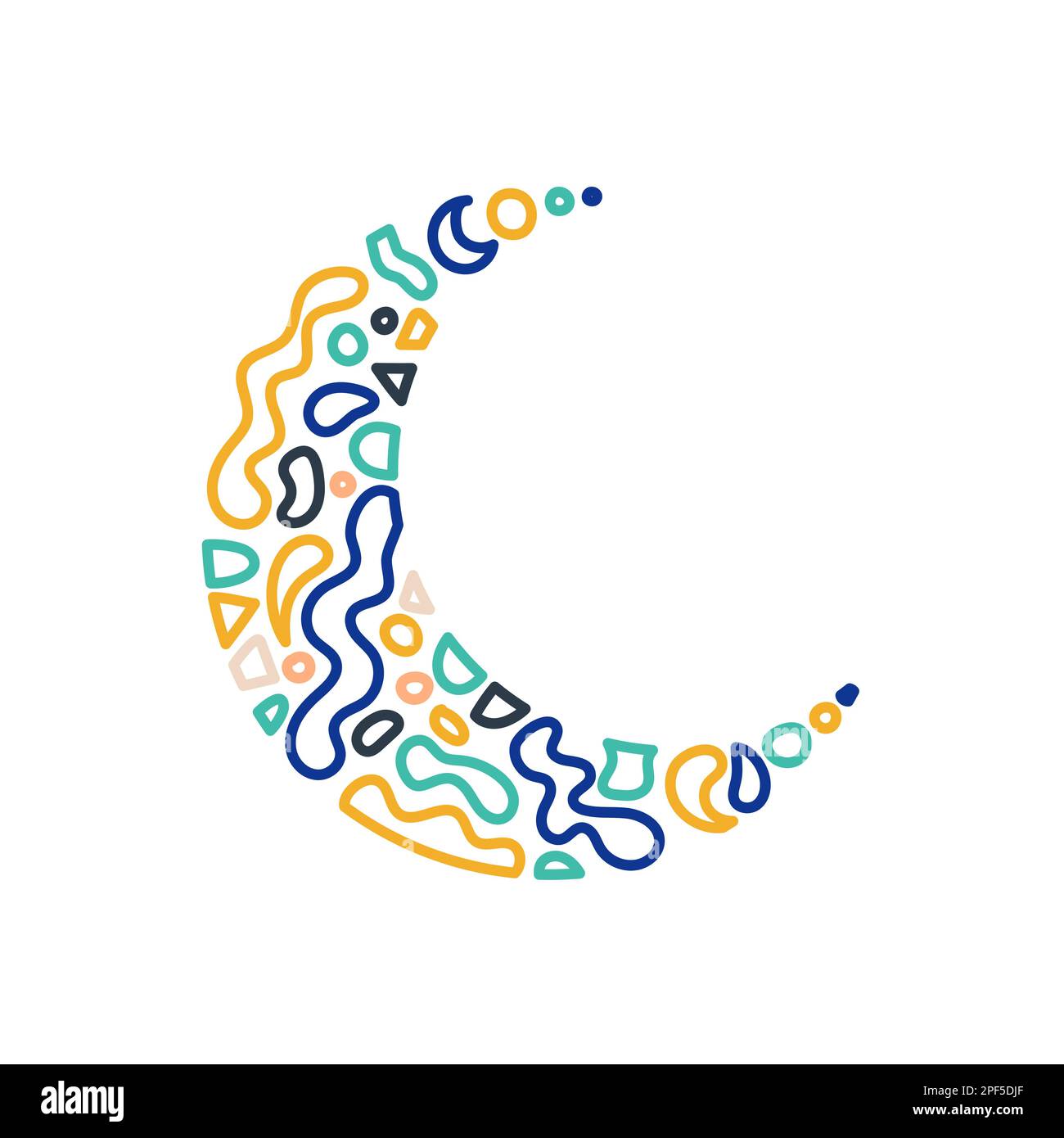 Hand drawn moon. Colorful organic shapes. Vector illustration, flat ...