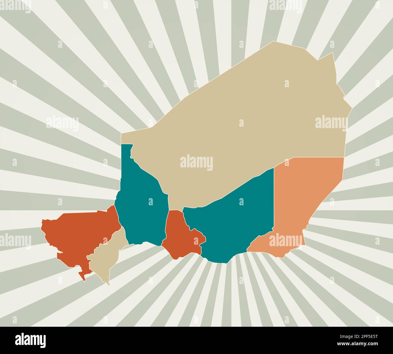 Niger map. Poster with map of the country in retro color palette. Shape ...