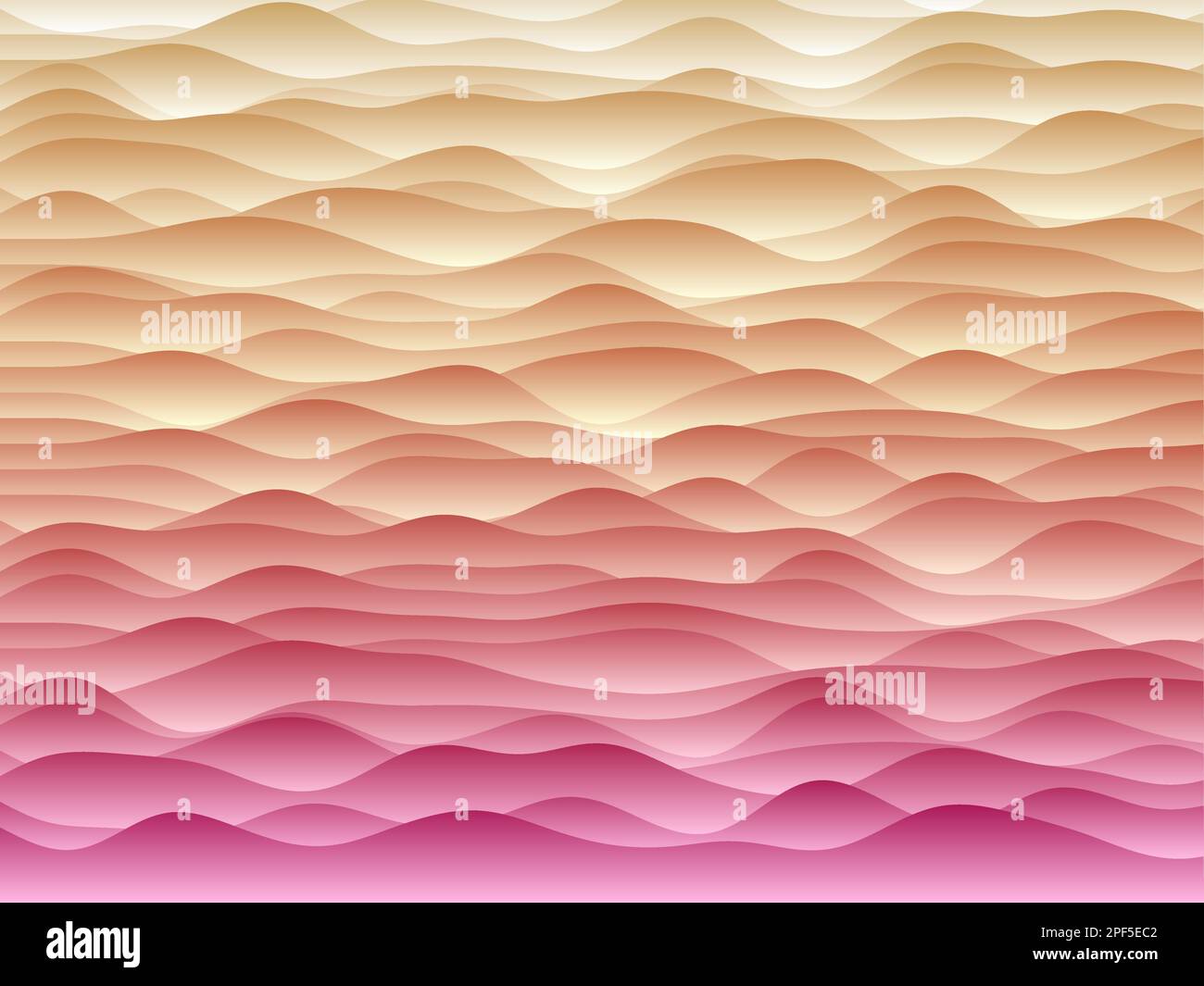 Abstract curves background. Smooth curves with gradients in pink and yellow colors. Superb ...