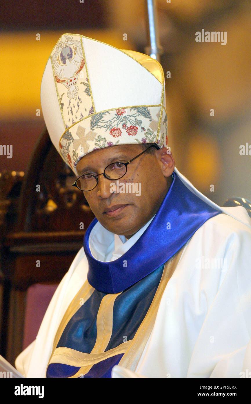 Bishop Patrick Pinder is shown at his ordination service Friday Aug. 15 ...