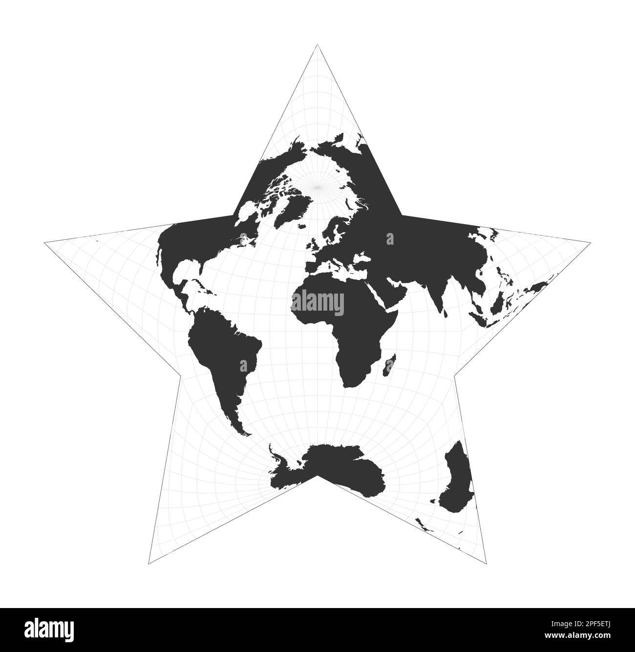 Map of the World. Berghaus star projection. Globe with latitude and ...