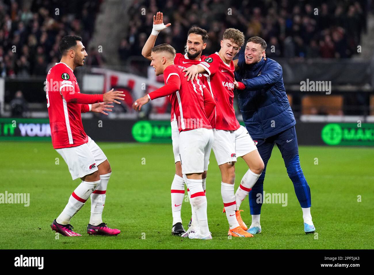ALKMAAR - (lr) Vangelis Pavlidis of AZ Alkmaar, Jesper Karlsson of AZ Alkmaar, Pantelis ...