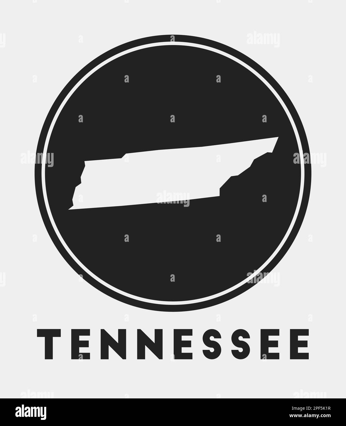 Tennessee icon. Round logo with us state map and title. Stylish ...