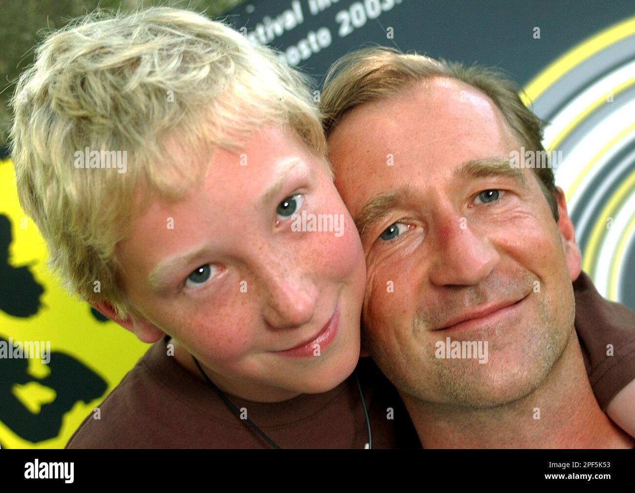 German actor Peter Lohmeyer and his son, child-actor Louis Klamroth ...
