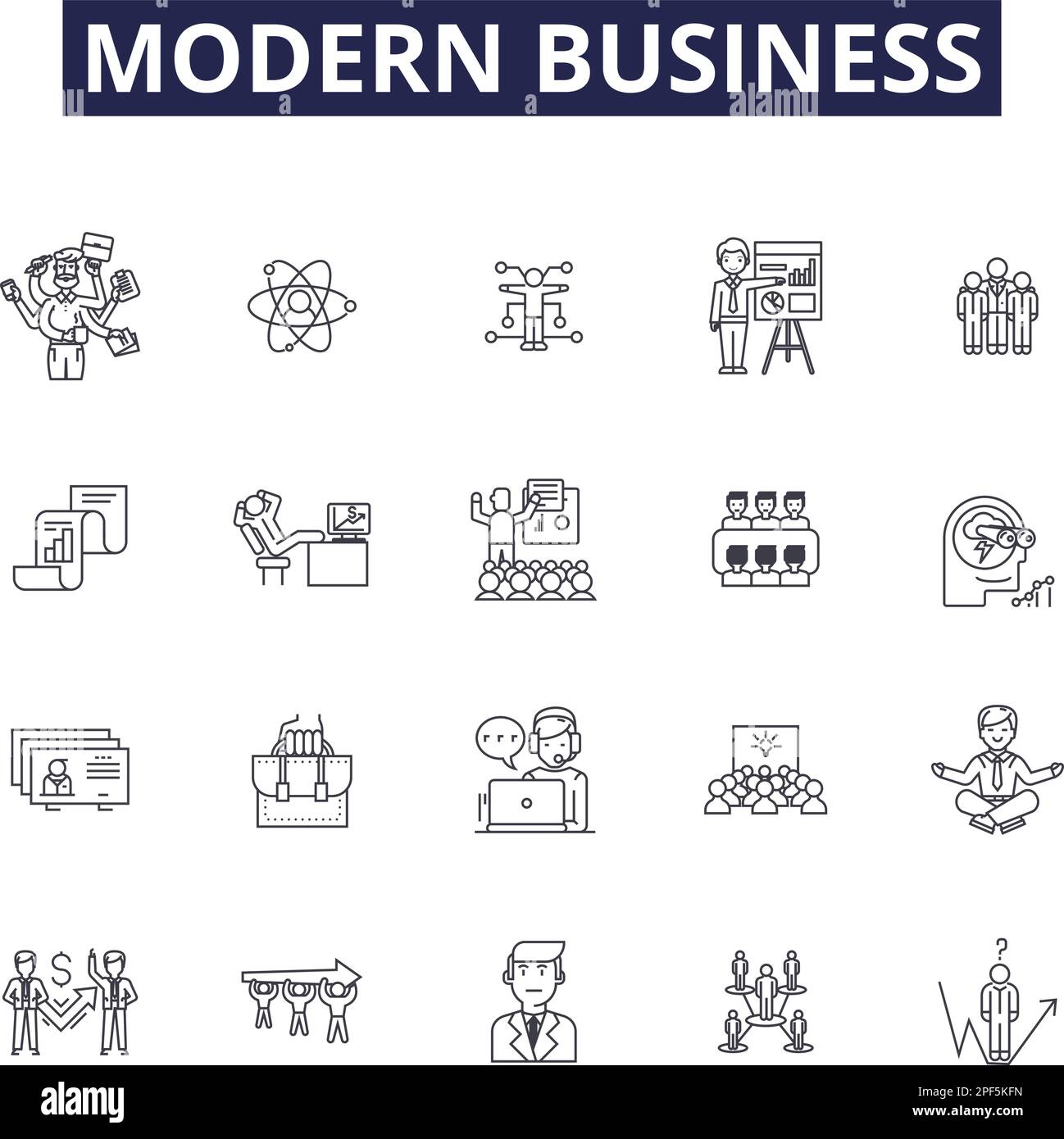 Modern business line vector icons and signs. Globalized, Networking ...