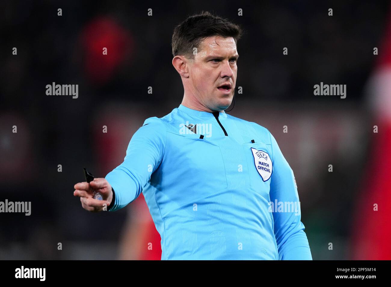 ALKMAAR - referee Matej Jug during the UEFA Conference league round of 16 match between AZ ...