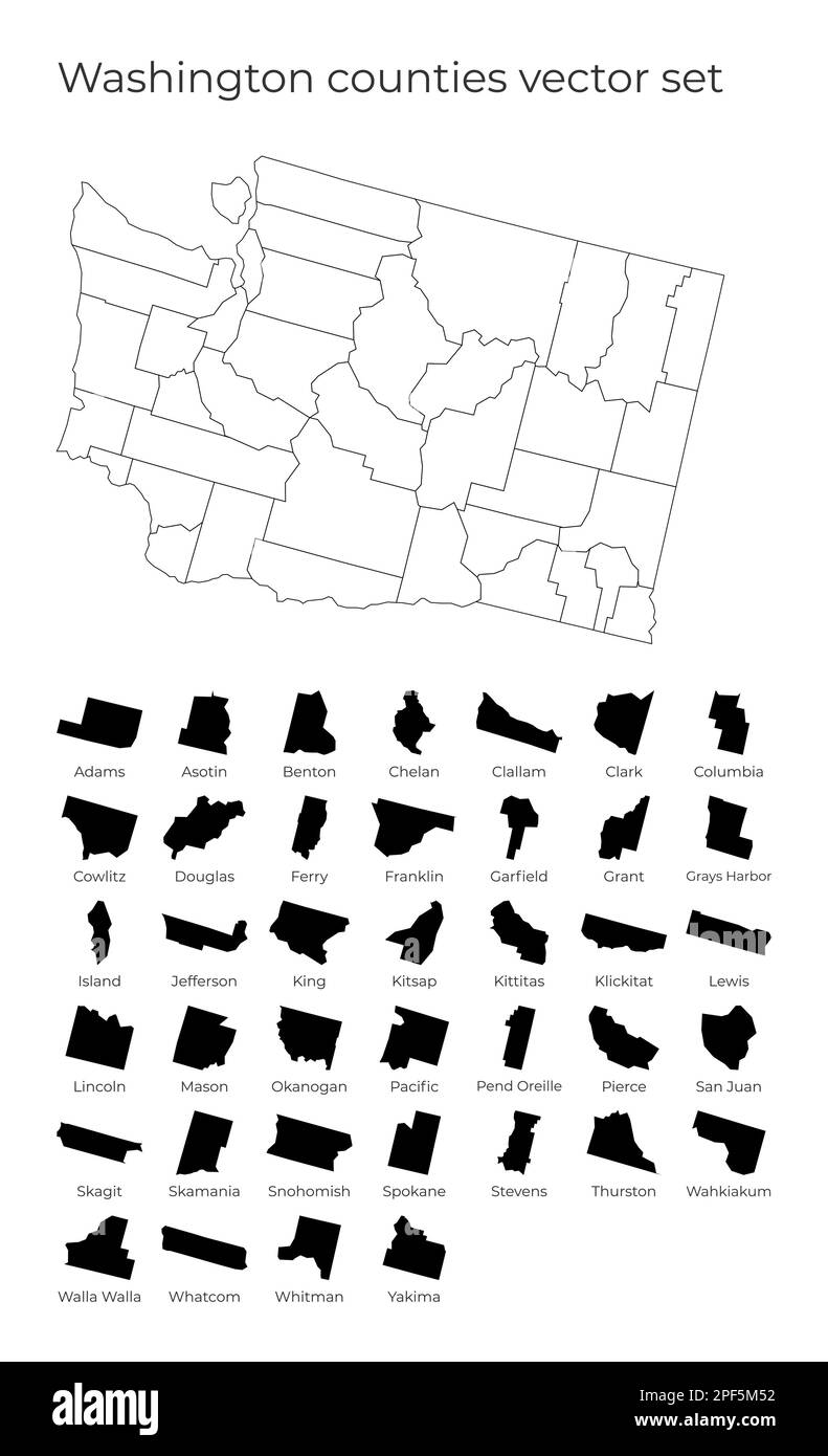 Washington map with shapes of regions. Blank vector map of the US State ...