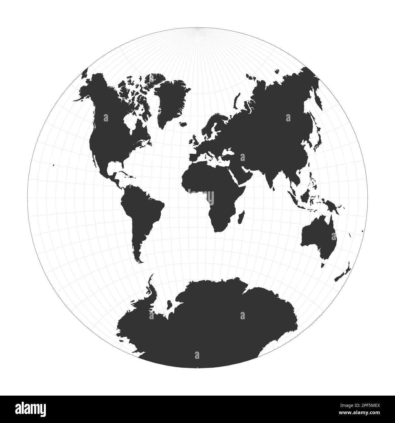 Map of The World. Van der Grinten II projection. Globe with latitude ...