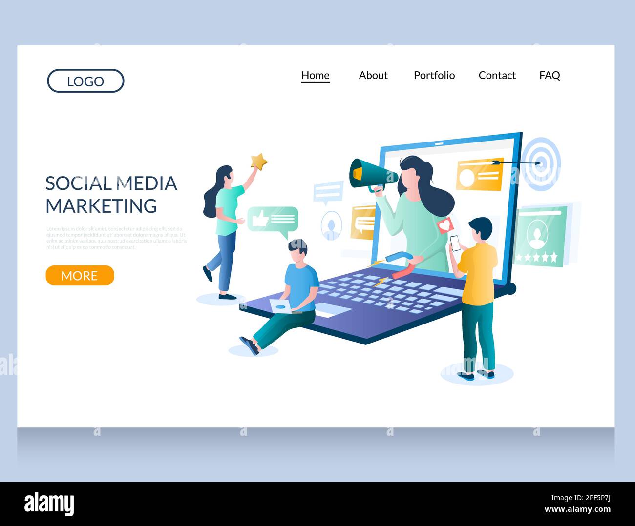 Social media marketing vector website landing page design template ...