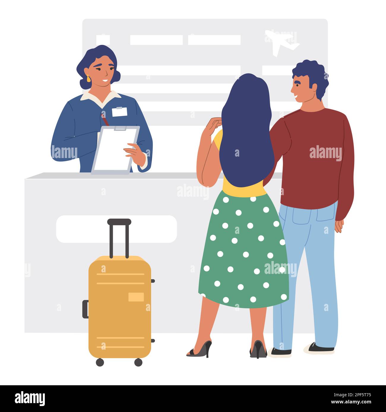 Family couple at passport control in airport vector Stock Vector Image ...