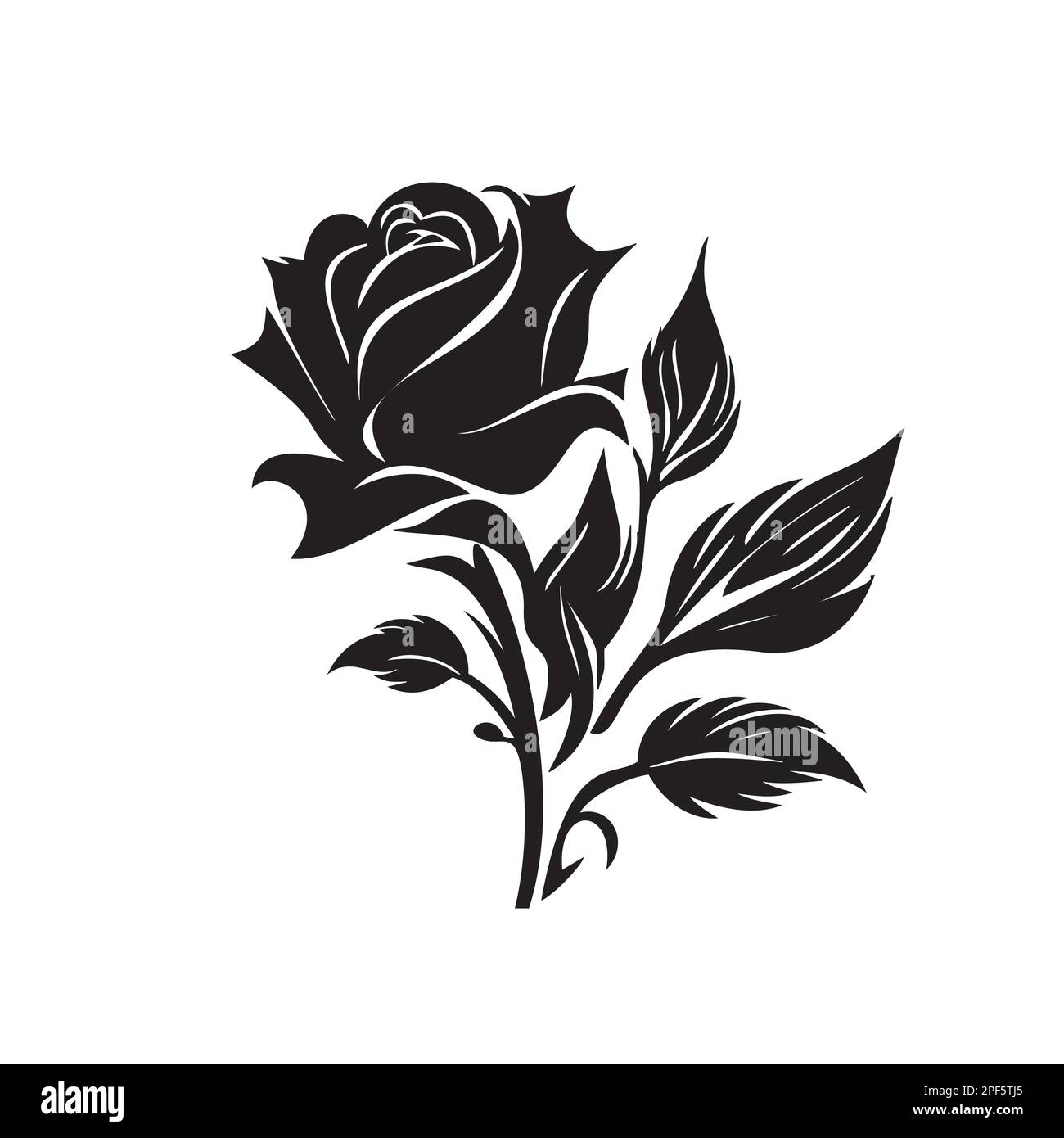 Rose silhouette vector logo in black color icon simple shapes ...