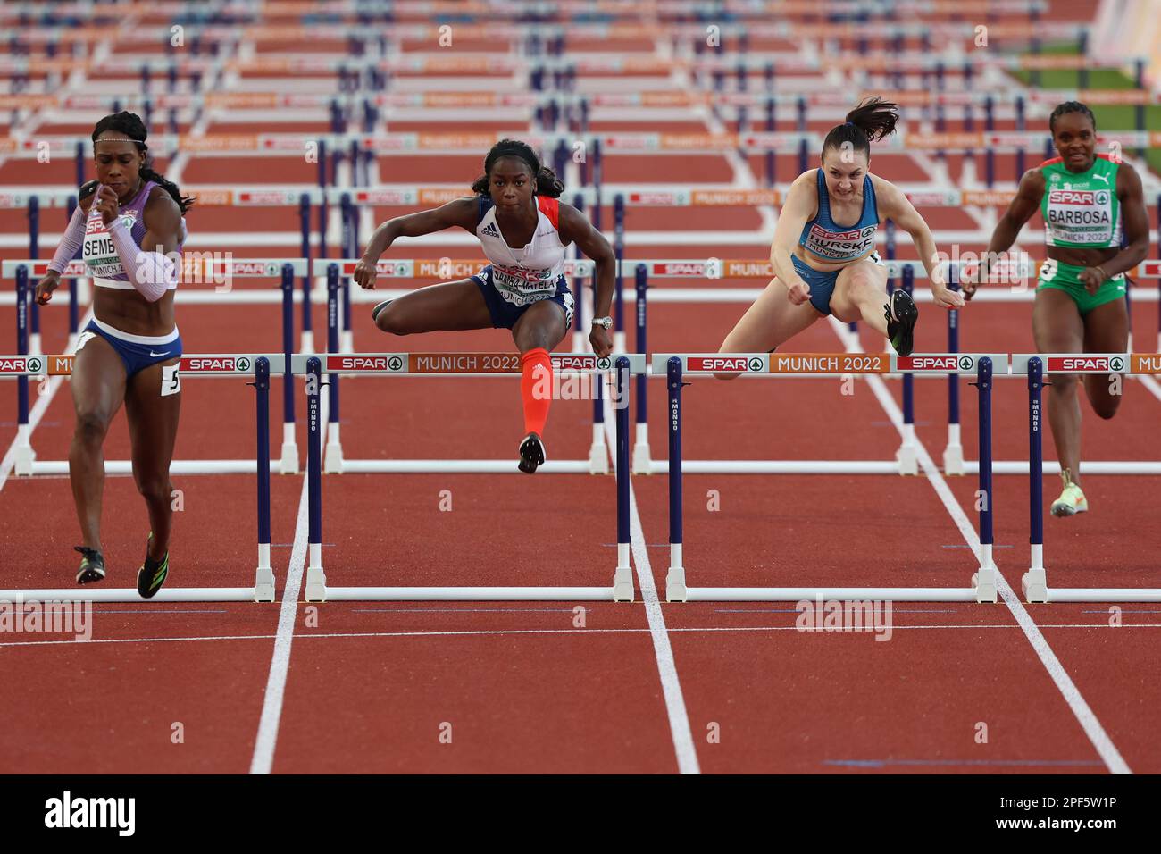Cindy SEMBER, Cyréna SAMBA-MAYELA & Reetta HURSKE in the 100m Hurdles ...