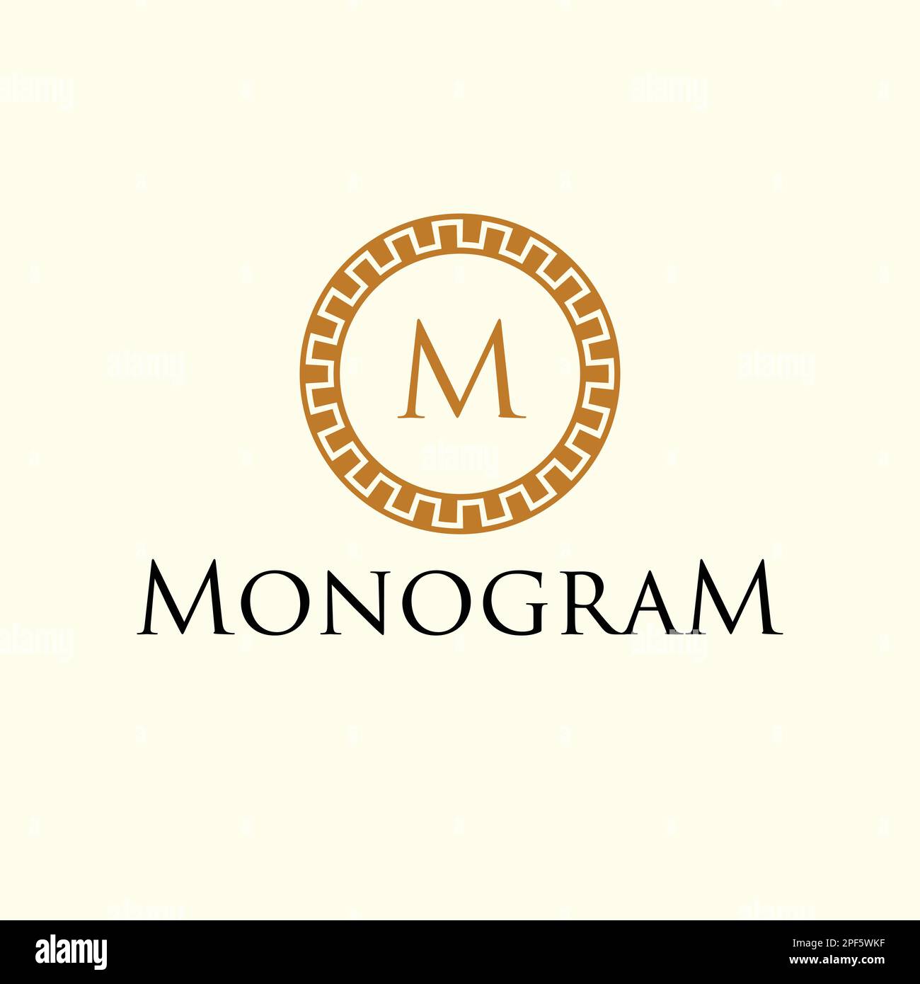 Greek monogram logo design. Ancient circle frame emblem. Luxury ...