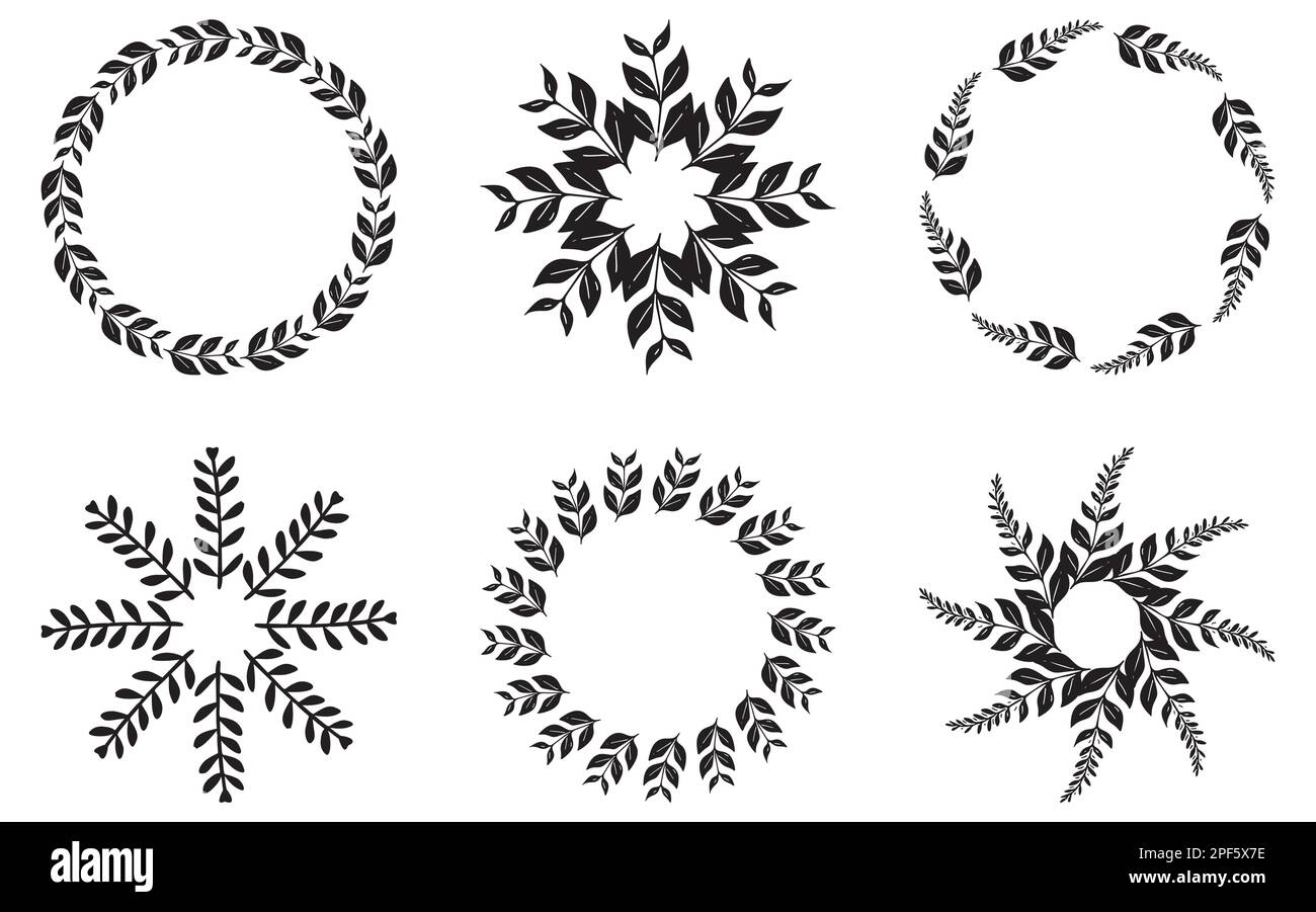Ornate floral wreath illustration set. Vector collection of delicate ...