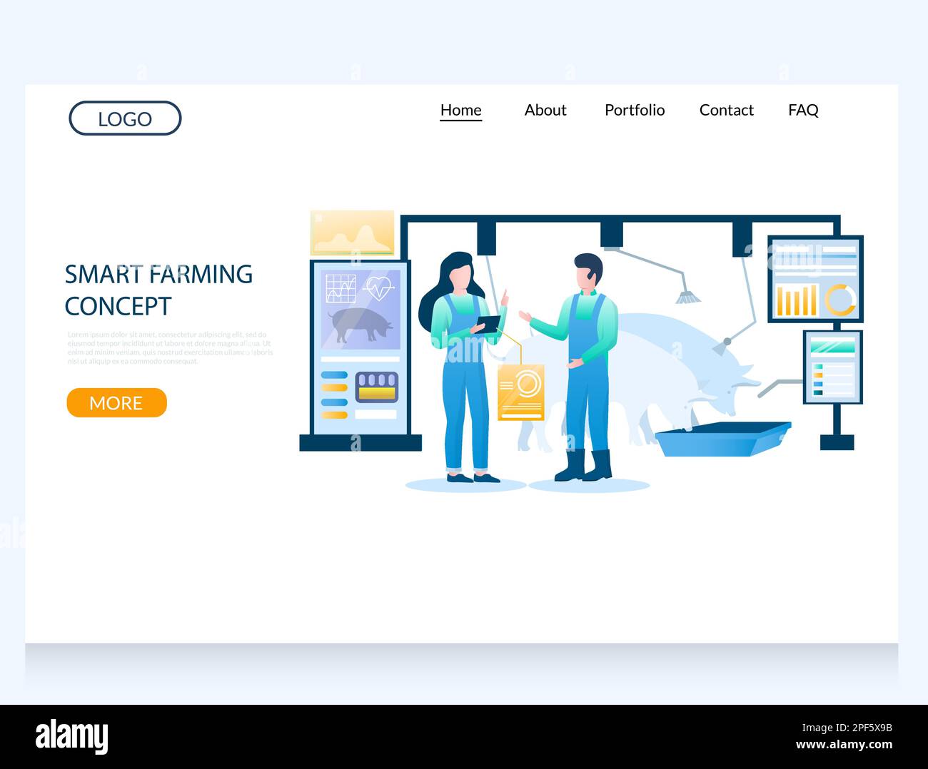 Smart farming concept vector website landing page design template Stock ...
