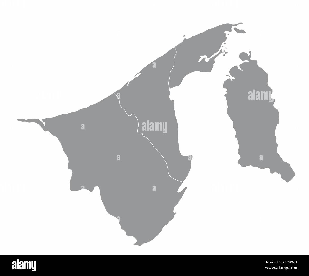 Brunei administrative map isolated on white background Stock Vector ...
