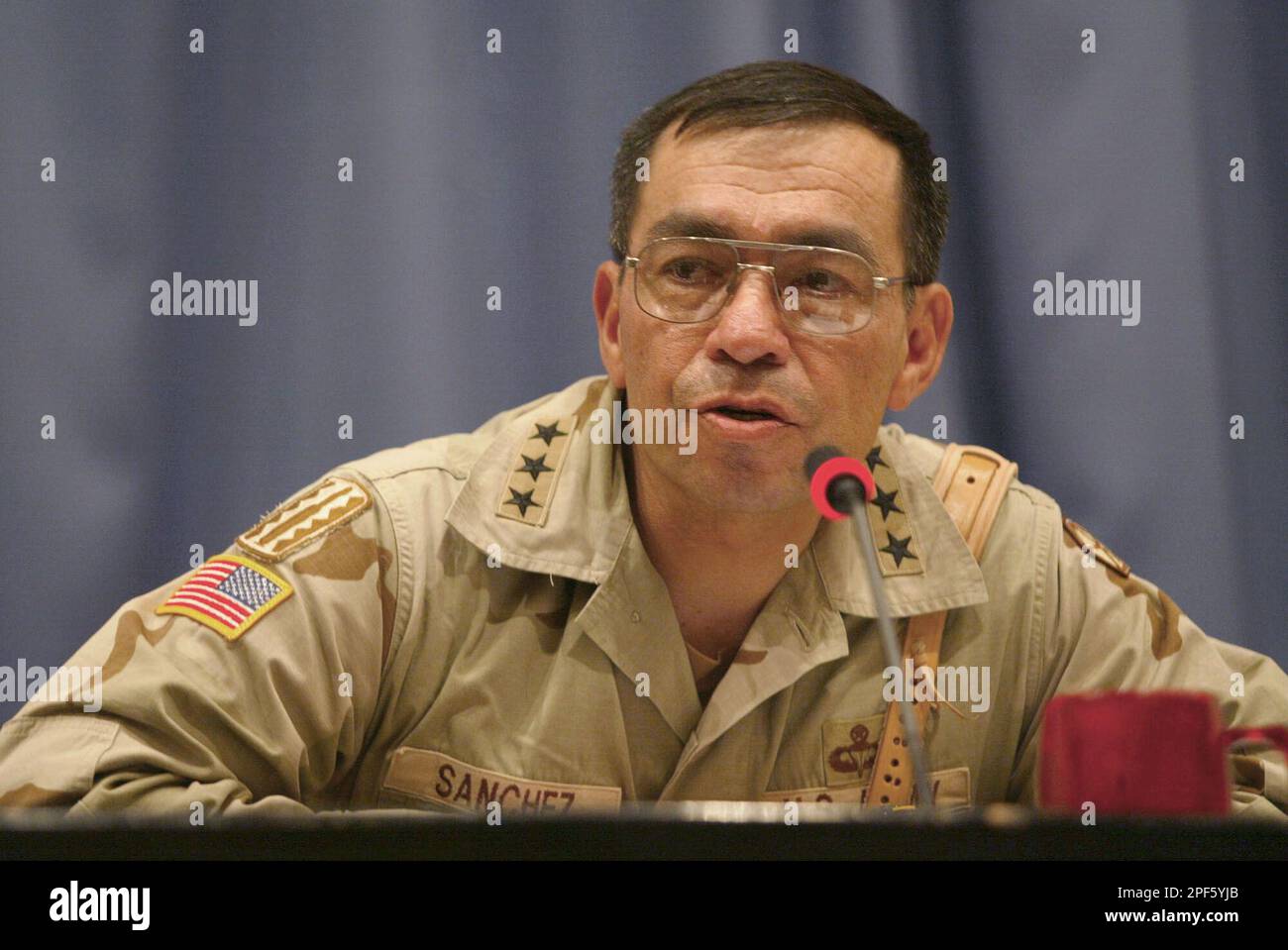 Lt. Gen. Ricardo Sanchez announces the deaths of Odai and Qusai, the ...