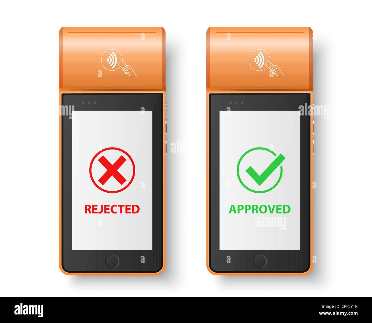 Vector 3d Orange NFC Payment Machine with Approved and Rejected Status ...