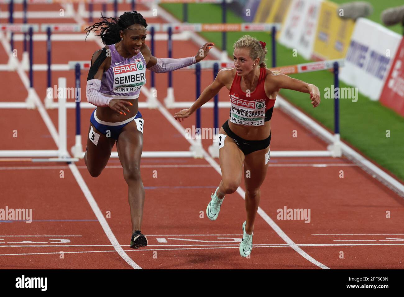 Cindy SEMBER crossing the line in the 100m Hurdles Final at the ...