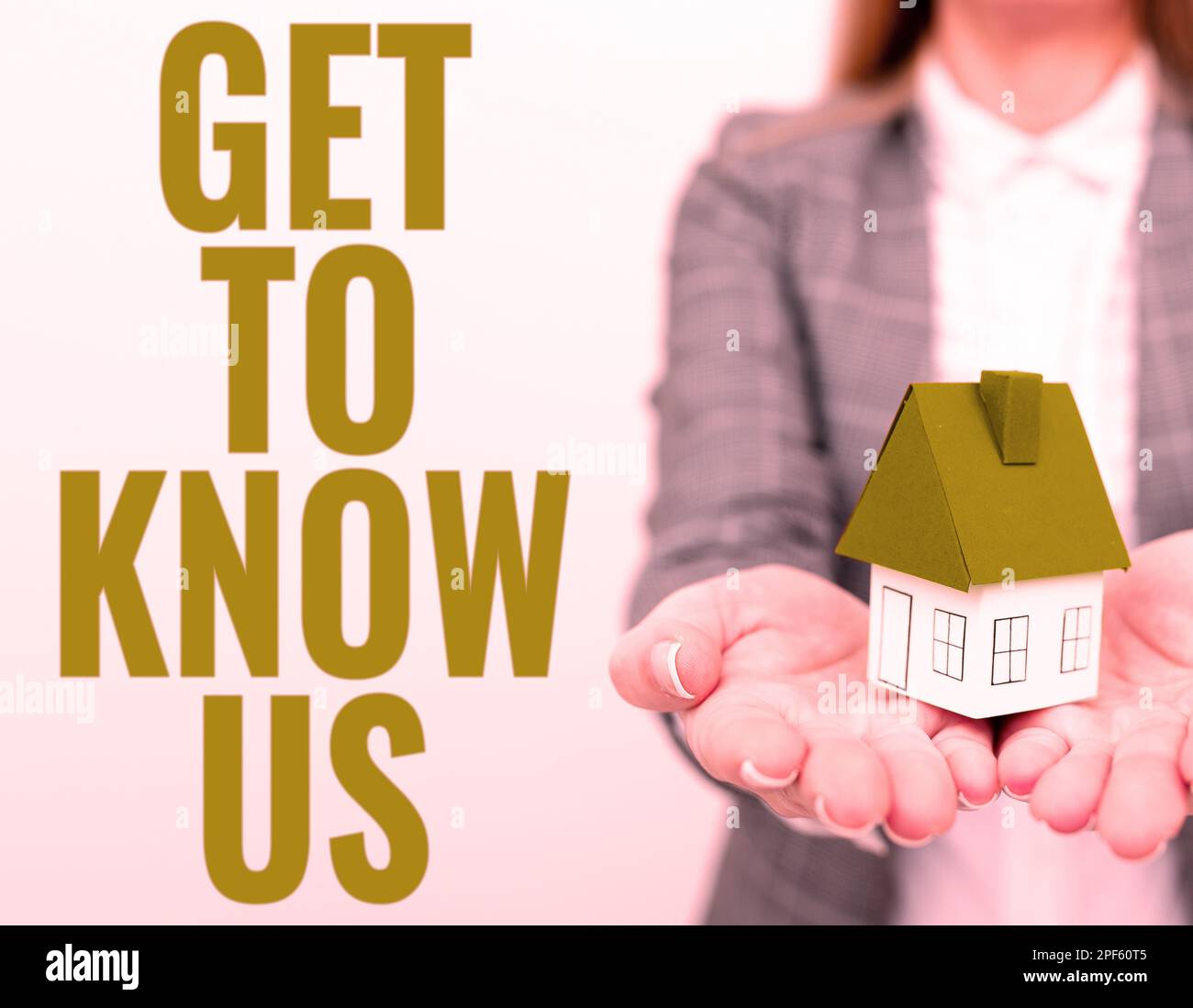 Hand writing sign Get To Know Us. Business overview acquiring an ...