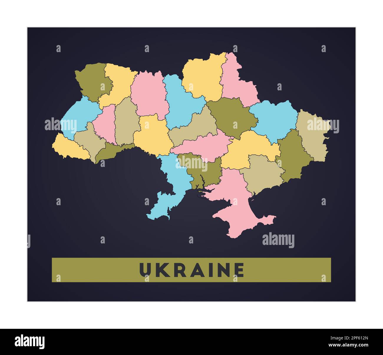 Ukraine map. Country poster with regions. Shape of Ukraine with country ...