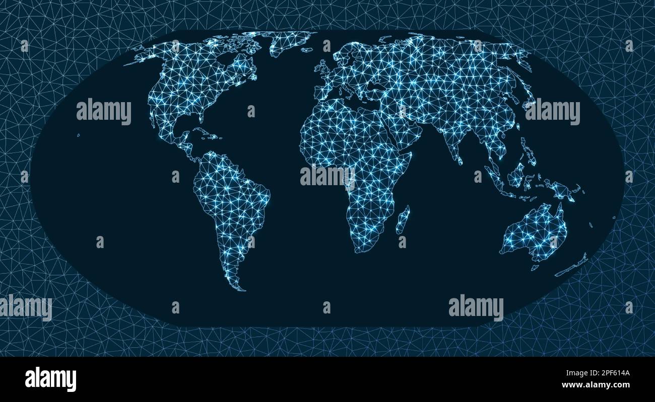 Global network. Wagner 4 projection. World Network. Cool connections map. Vector illustration ...