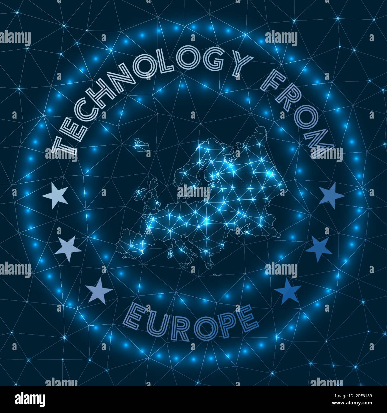 Technology From Europe. Futuristic geometric badge of the continent ...