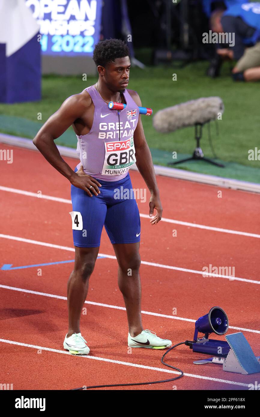 Jeremiah AZU waiting for the 4 * 100m Relay Final to start at the European Athletics ...