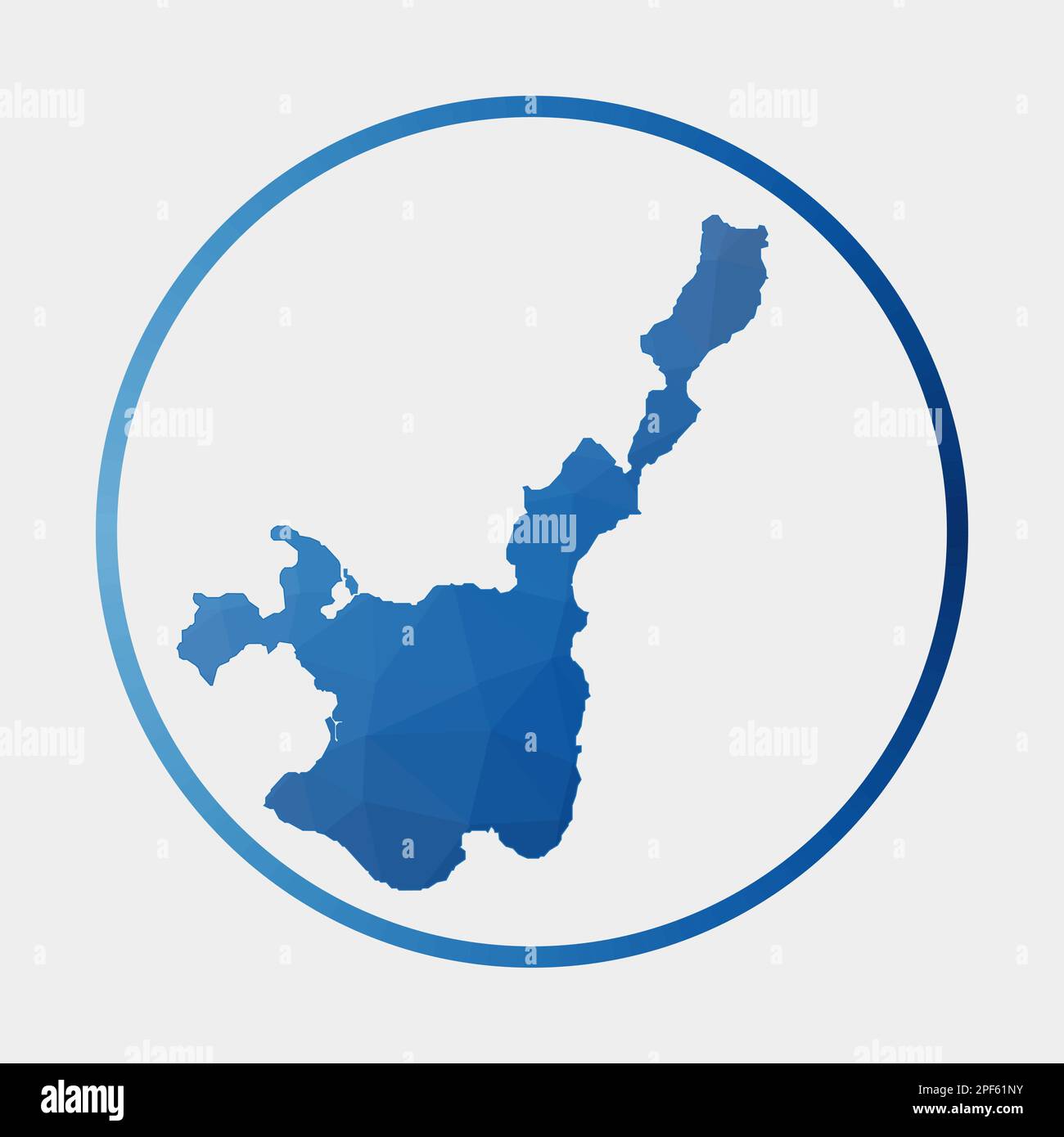 Ishigaki icon. Polygonal map of the island in gradient ring. Round low ...