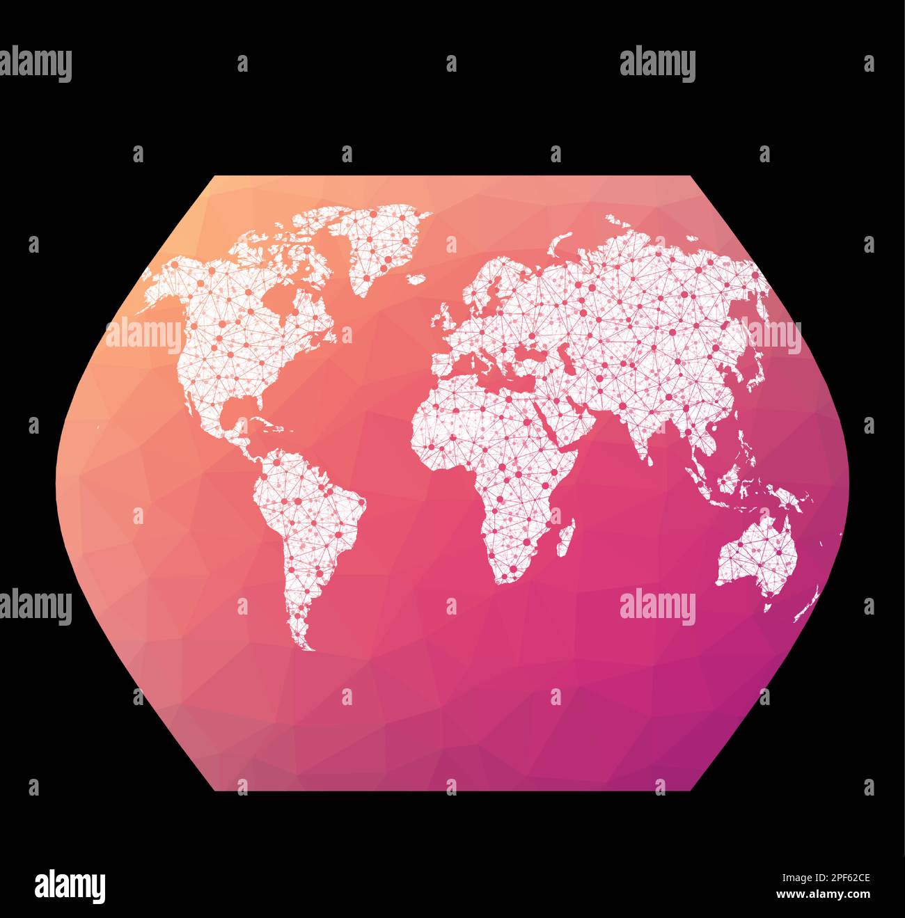 World network map. Ginzburg VIII projection. Wired globe in Ginzburg 8 ...