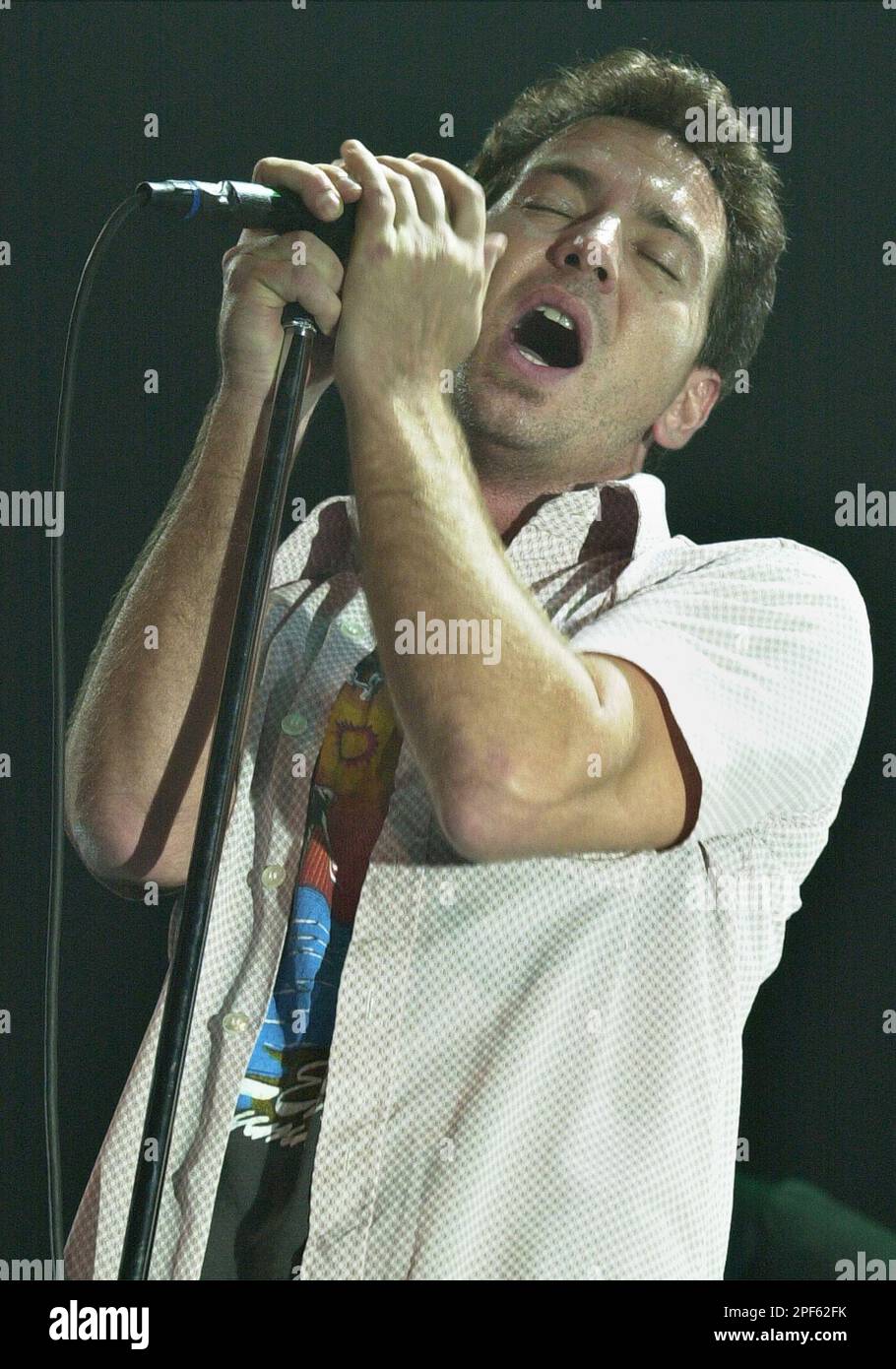 Pearl Jam singer Eddie Vedder performs during a concert in Mexico City ...