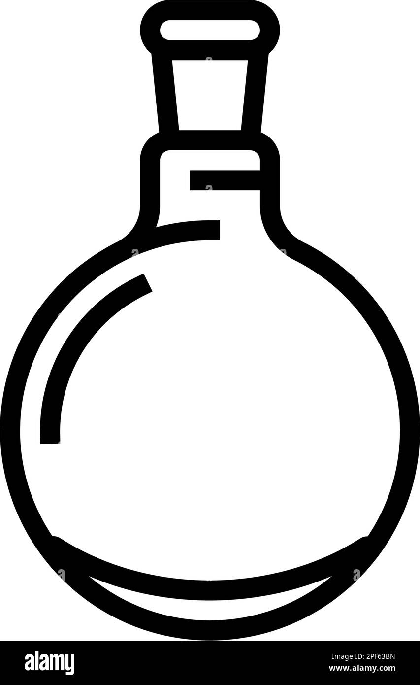 round bottomed flask chemical glassware lab line icon vector ...