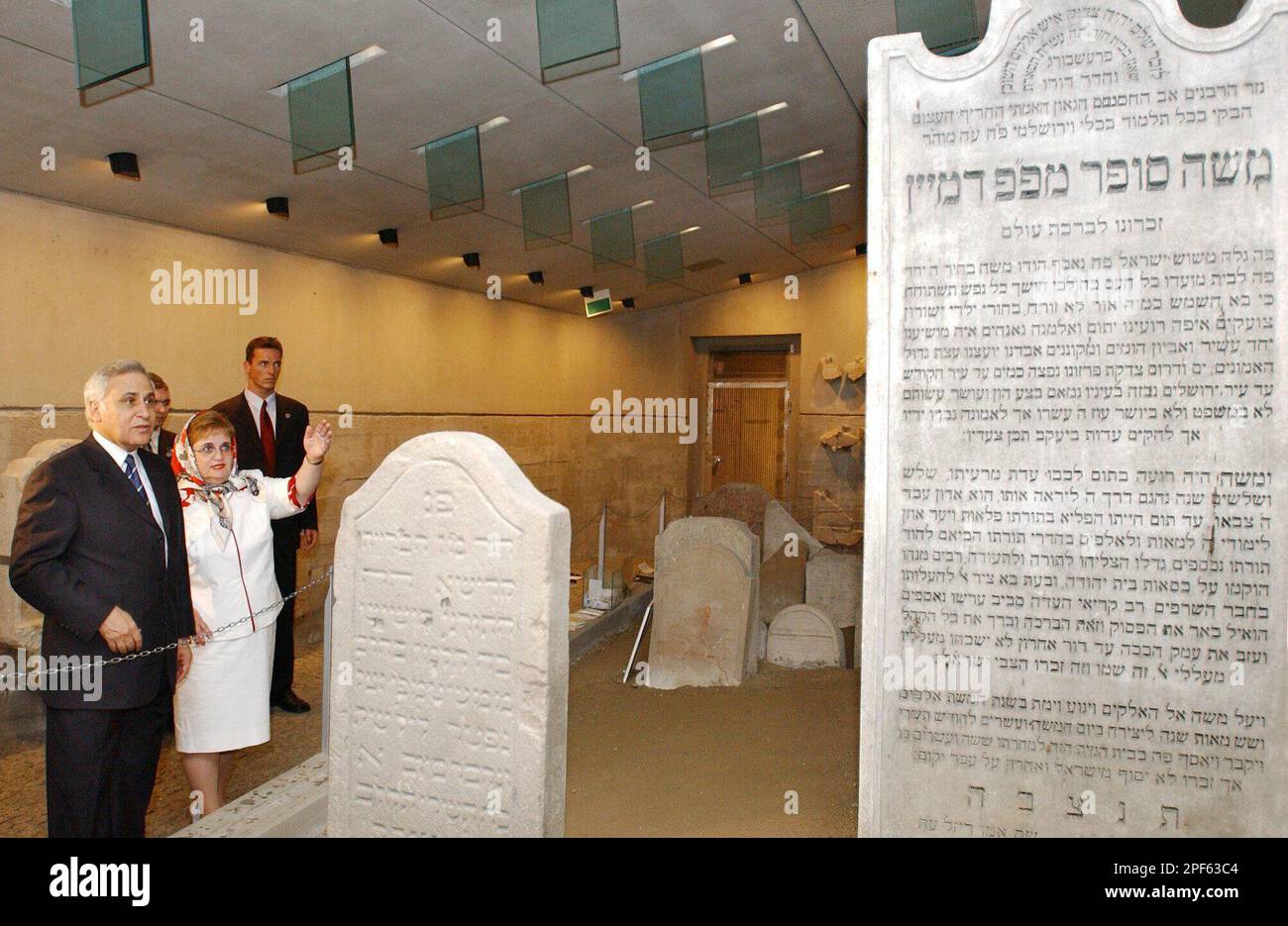 Israeli President Moshe Katzav, left, and his wife Gila visit the newly ...