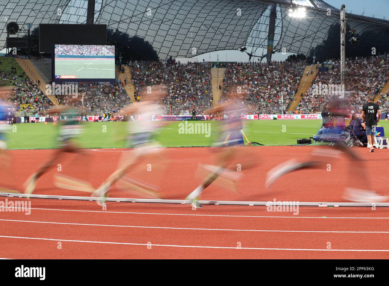 Motion blur of the runners in the Men's 10000m Final at the European ...