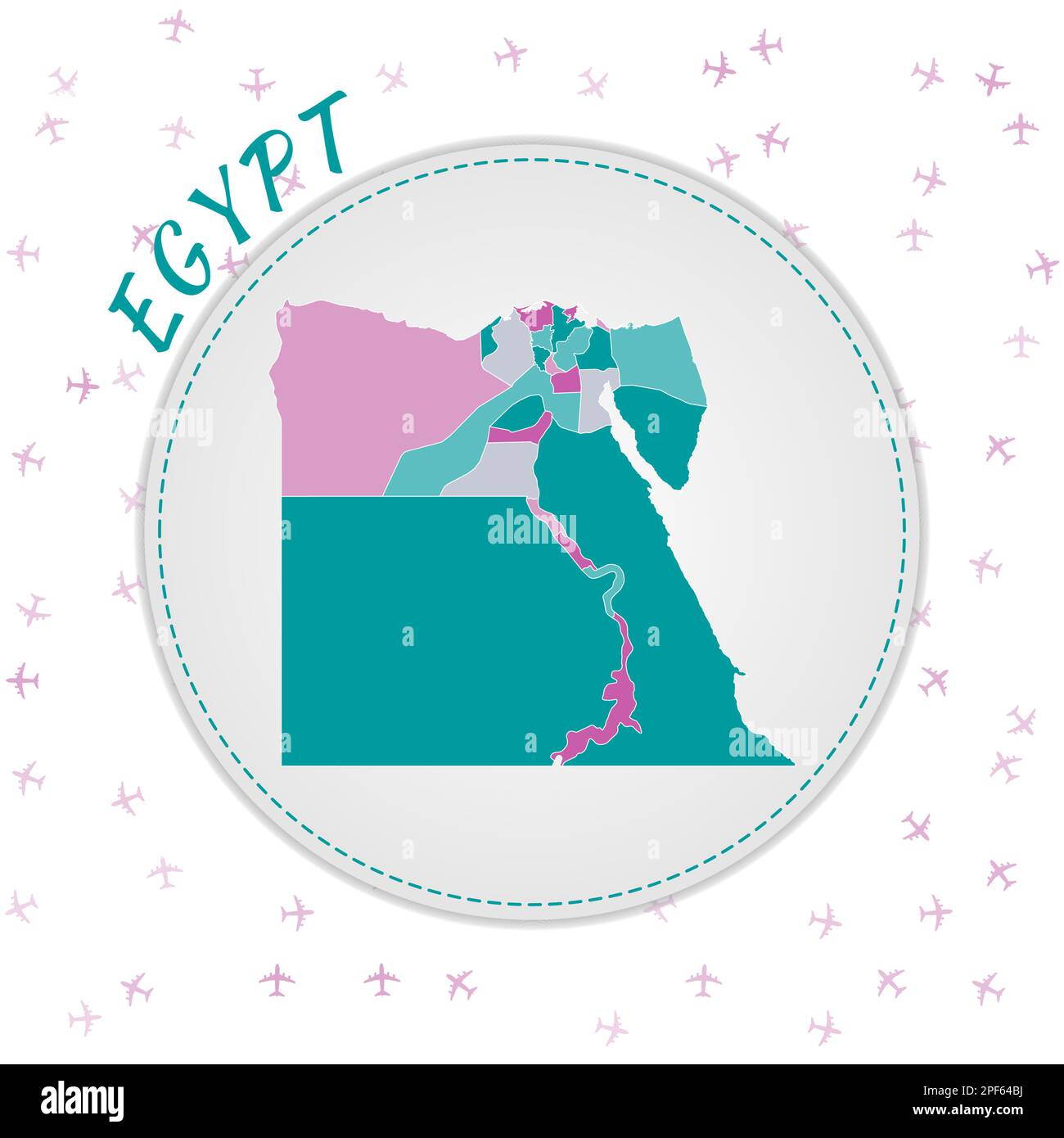 Egypt map design. Map of the country with regions in emerald-amethyst ...