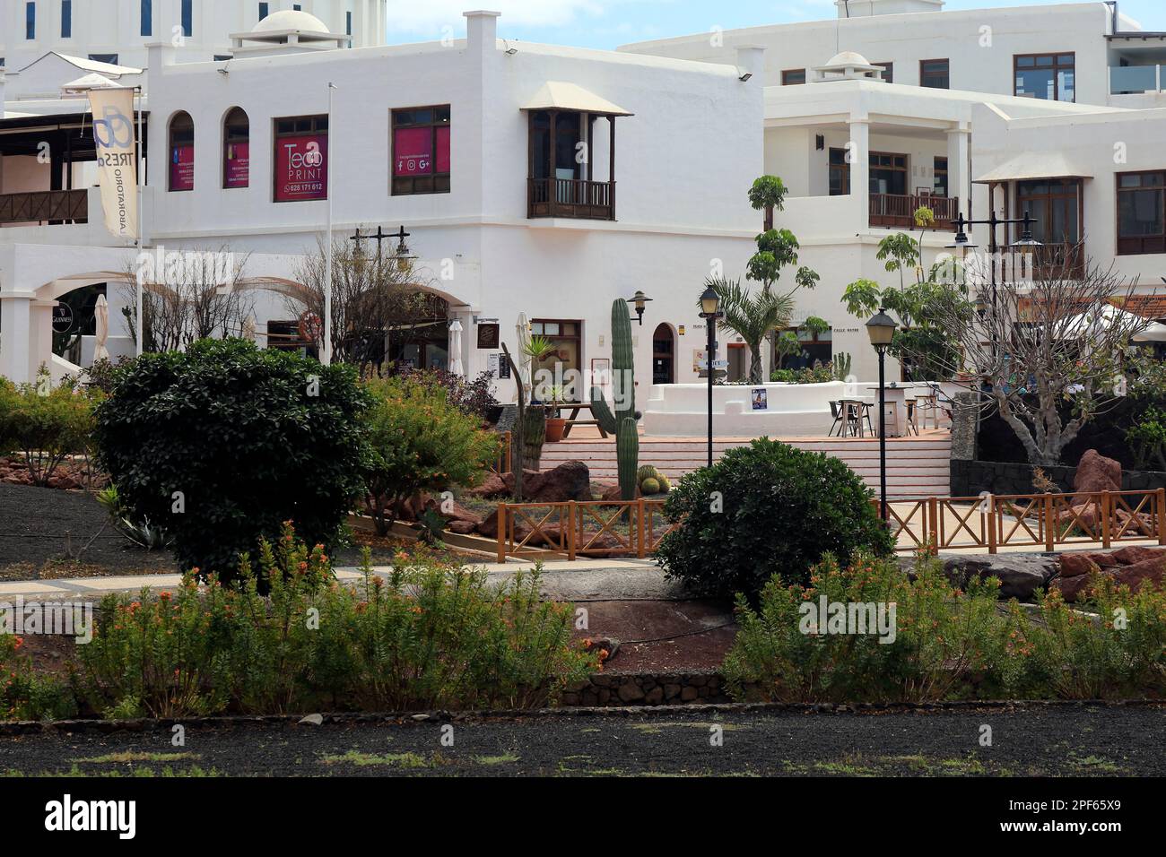 El Peblo shopping centre, Las Coloradas with bars and restaurants and ...