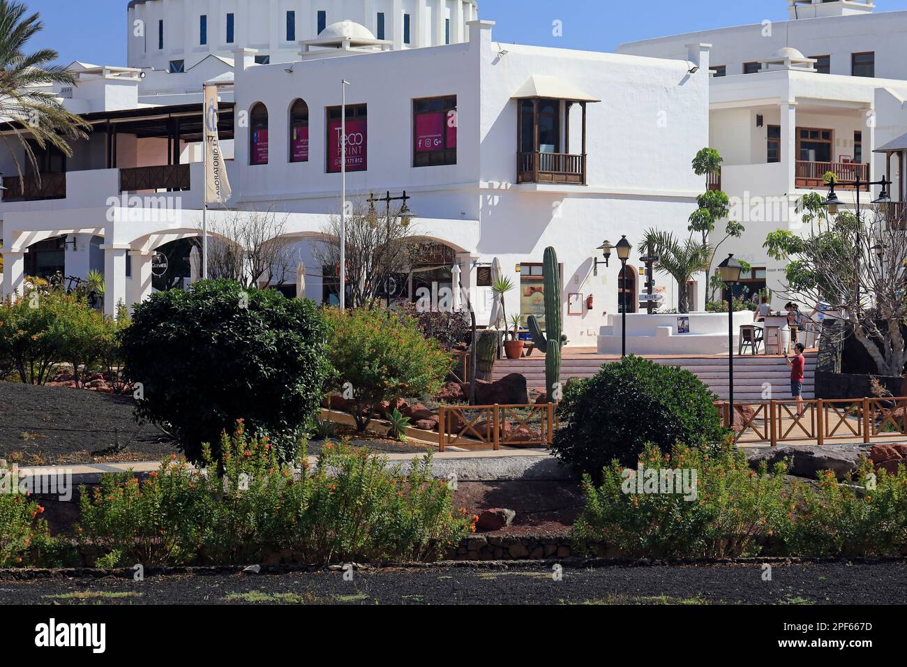 El Peblo shopping centre, Las Coloradas with bars and restaurants and ...