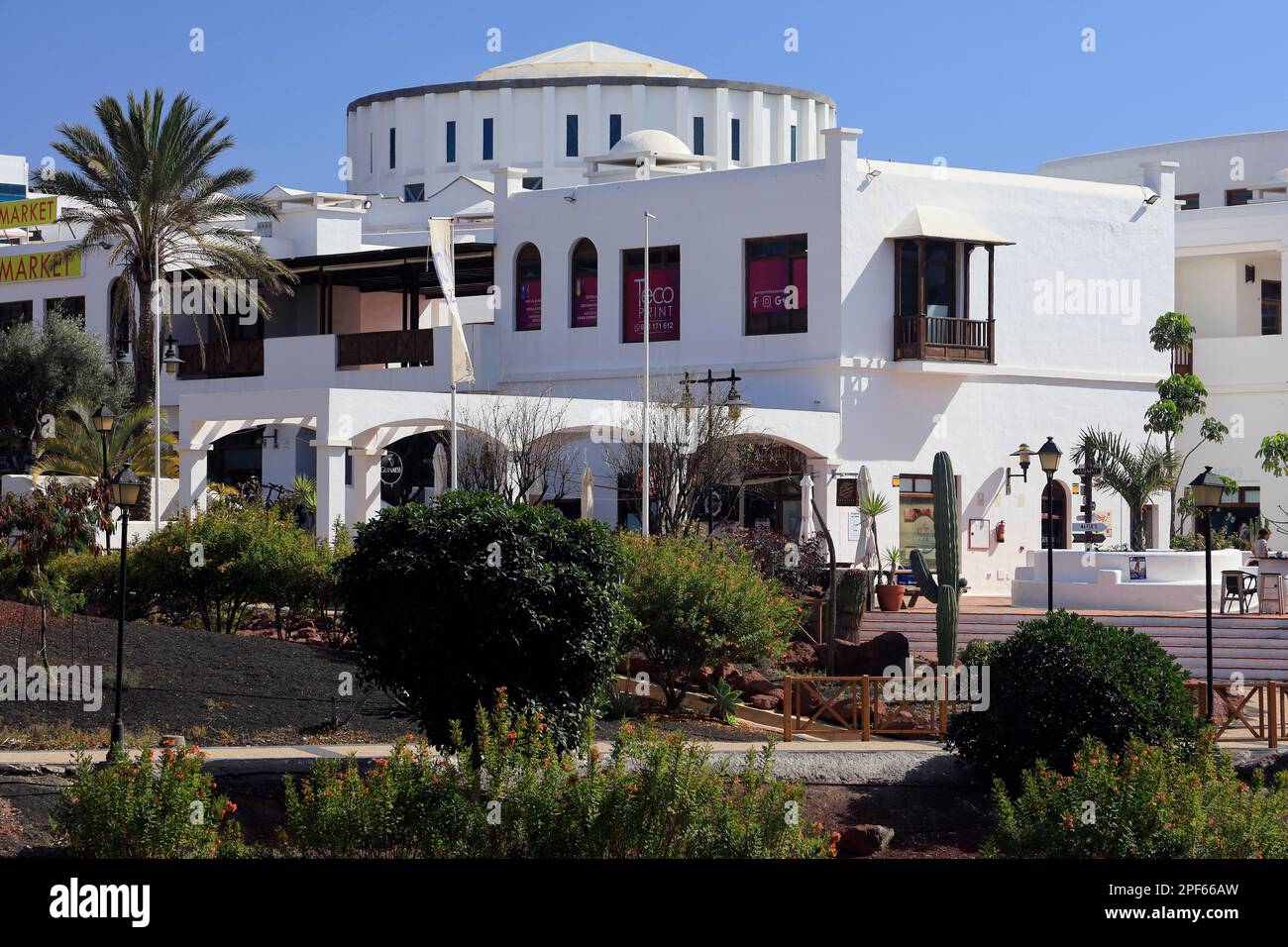 El Peblo shopping centre, Las Coloradas with bars and restaurants and ...