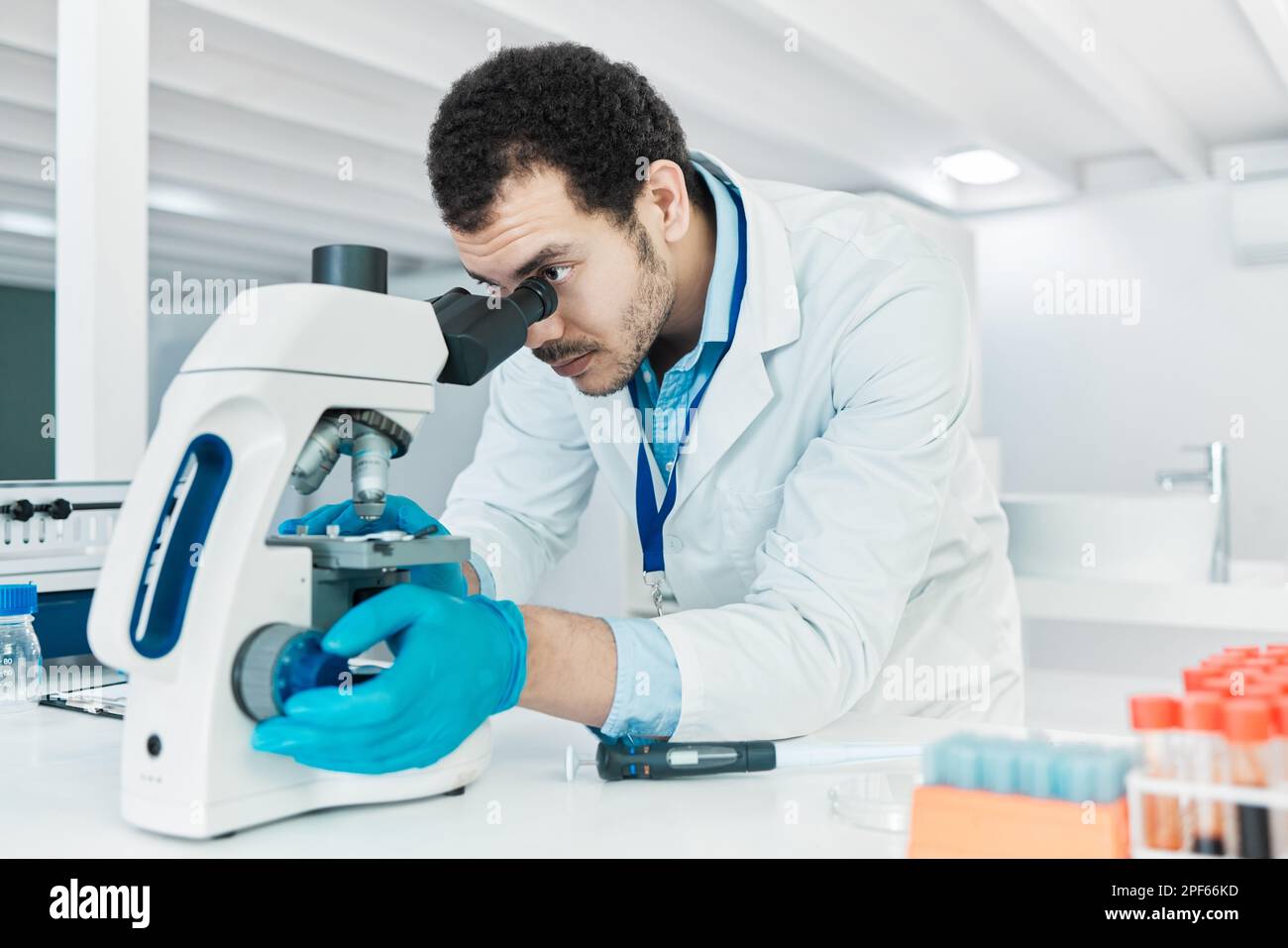 Following careful analytical processes. a young scientist using a ...