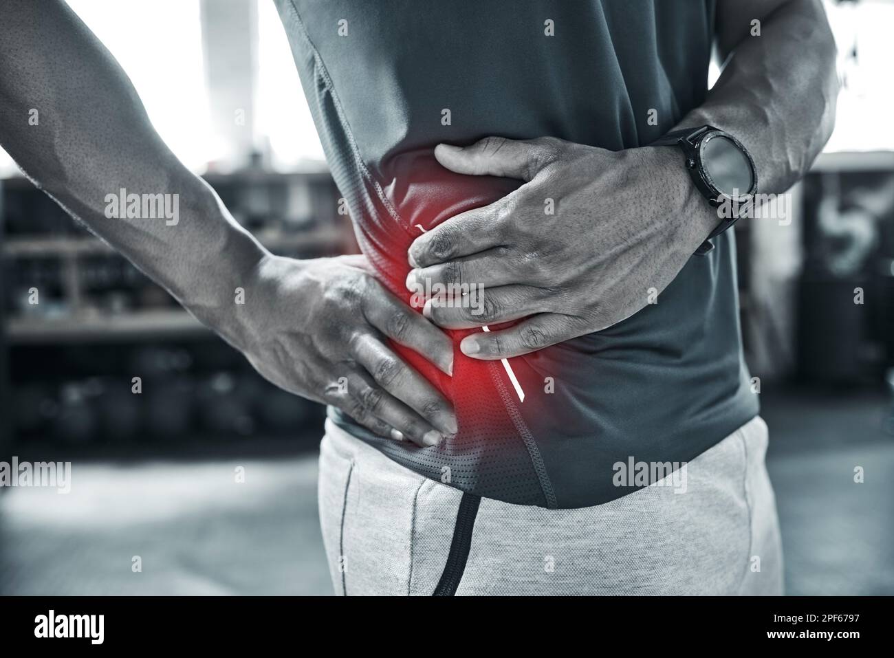 Tight hips are no good for pain. Bodybuilder with hip pain. Muscle pain is common when ...