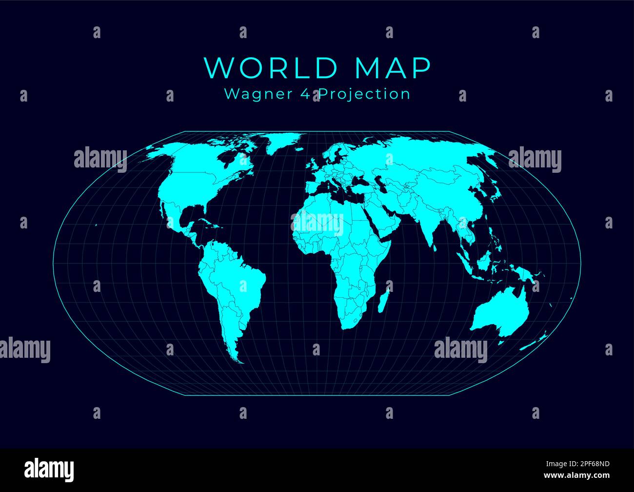 Map of the World. Wagner IV projection. Futuristic infographic world ...