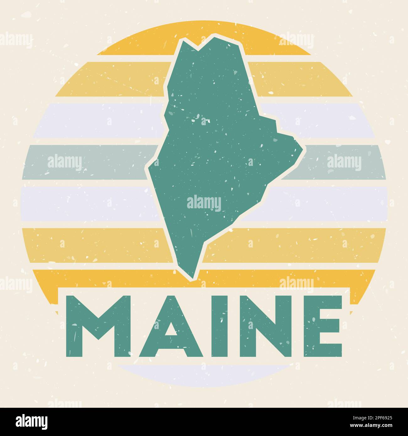 Maine logo. Sign with the map of US state and colored stripes, vector ...