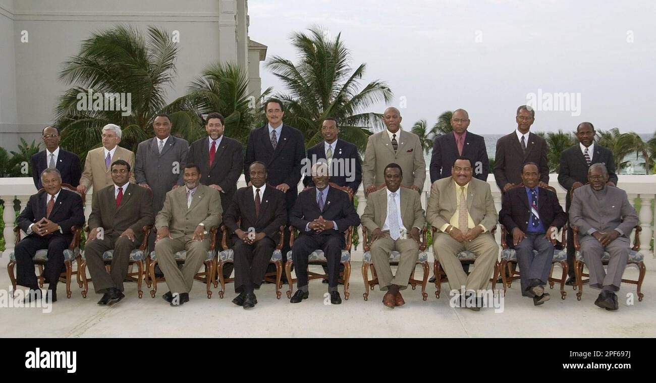 The heads of Government of the Caribbean Community pose for the ...
