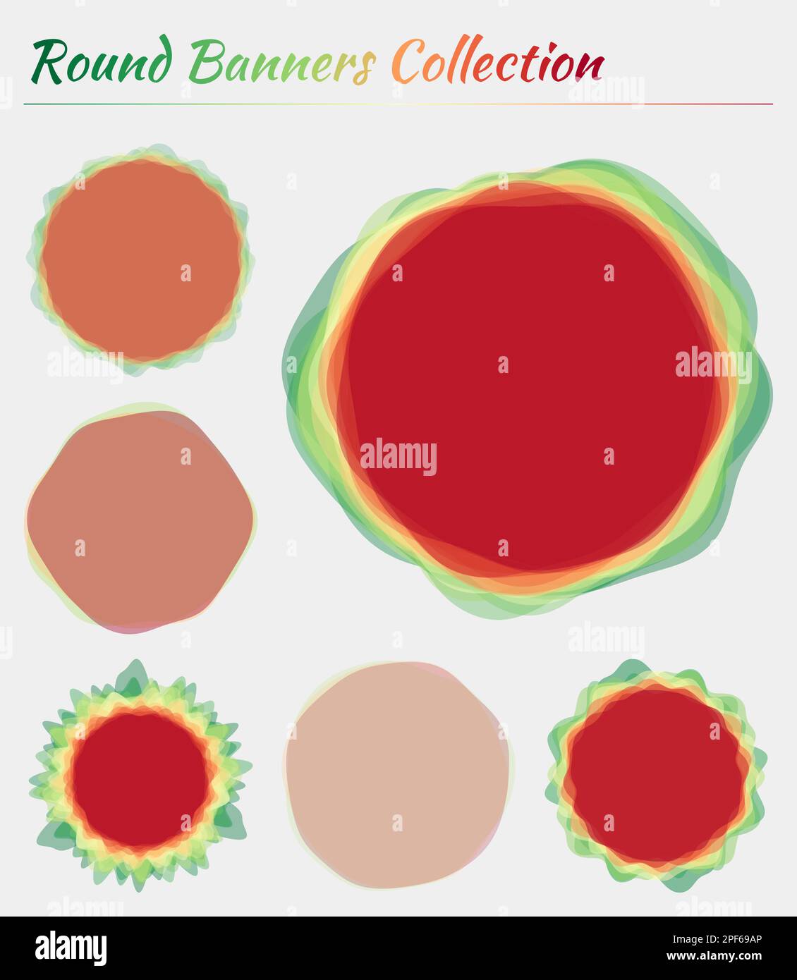 Round logos collection. Circular backgrounds in red, yellow, and green ...