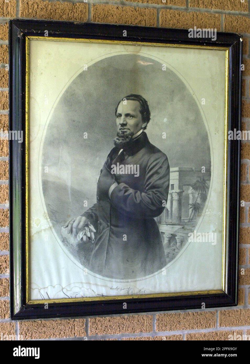 A lithograph of a portrait of Dan Rice hangs in the Girard, Pa. burough ...