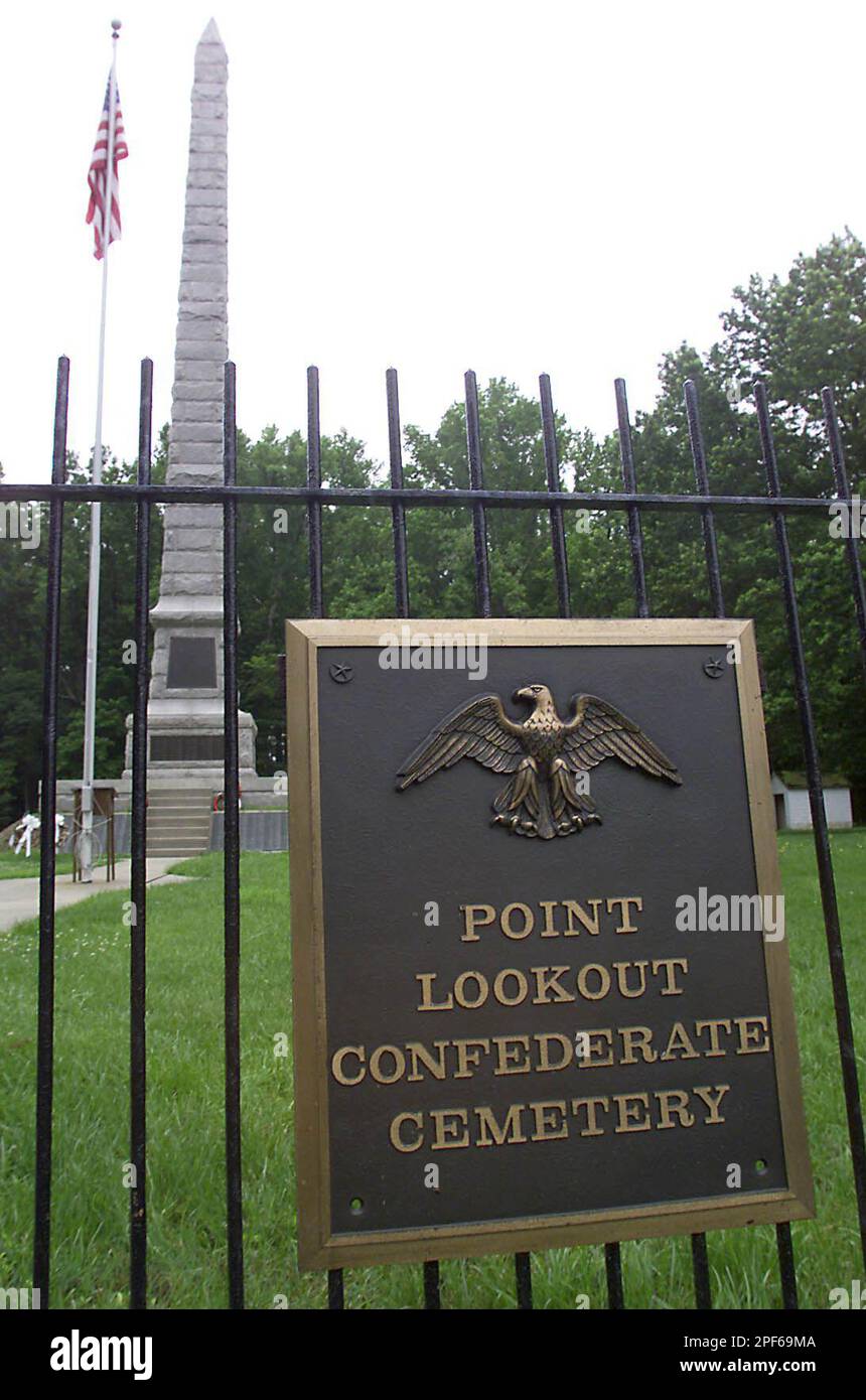 The war memorial and U.S. flag adorn the Point Lookout Confederate ...