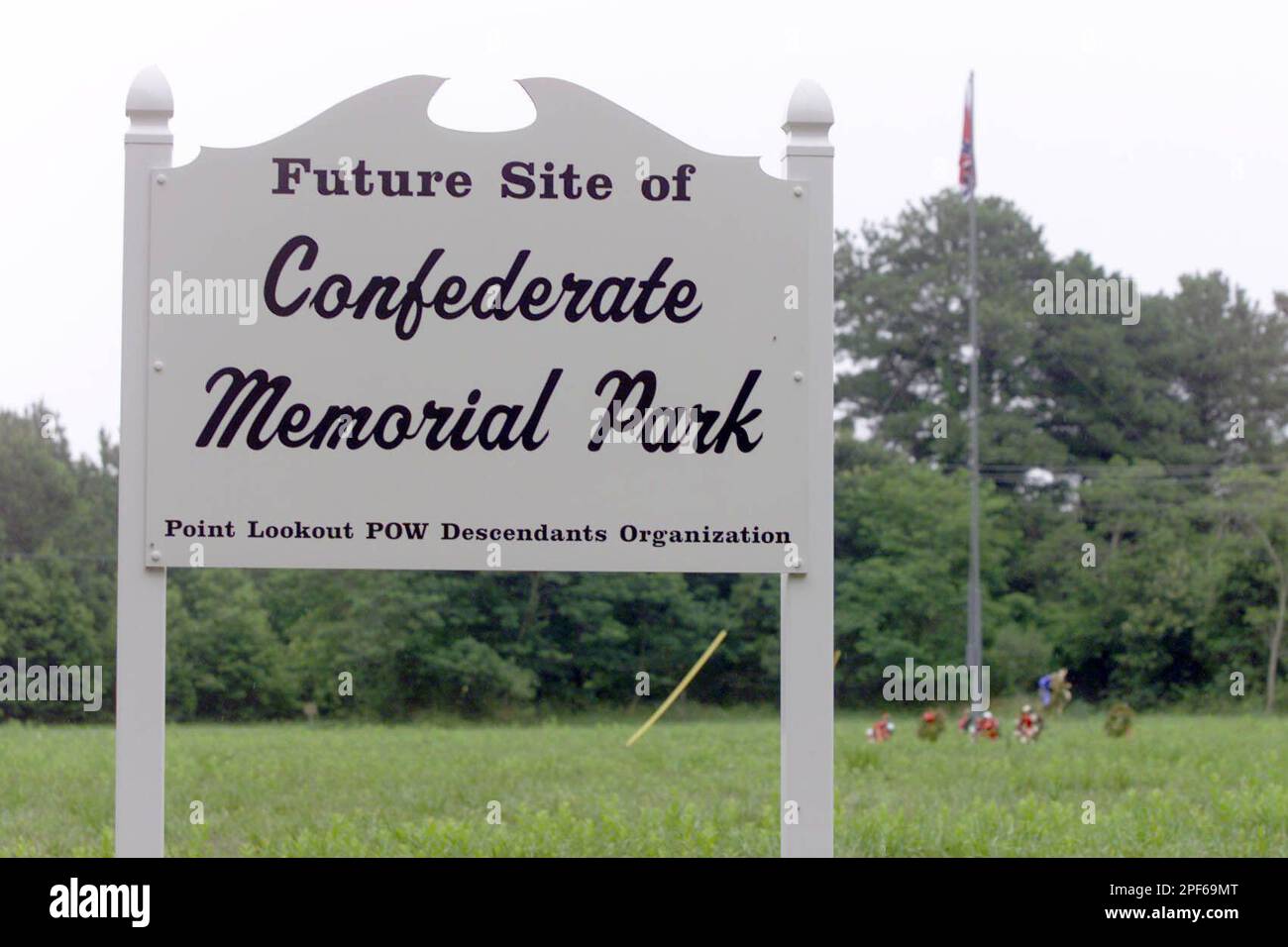 A confederate flag flies over the spot where a group known as Point ...