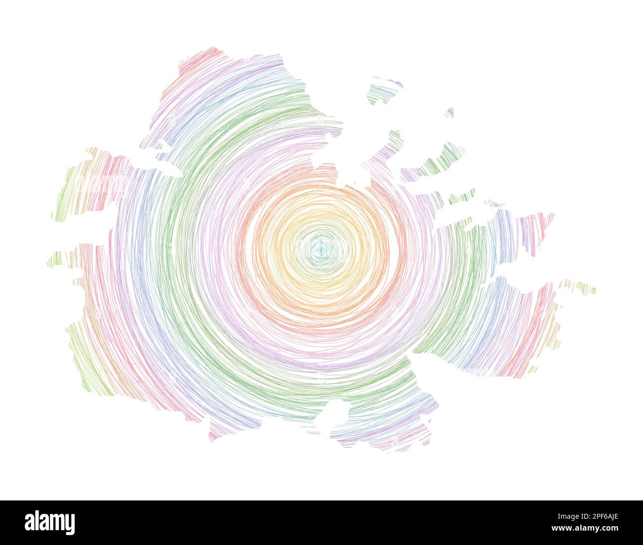 Antigua map filled with concentric circles. Sketch style circles in ...