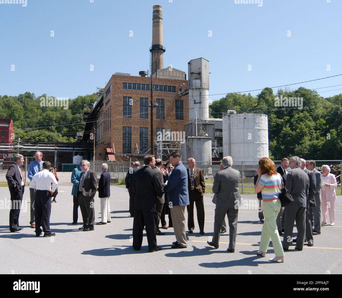 Crowd gathers at the former Westvaco Tyrone Paper Mill before a ...